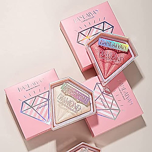 AKARY Face Glitter Blush Pink Shimmer Highlighter Blusher Powder Makeup Cosmetics Facial Contour Corrector Shine Rouge (#01 Pearl White)