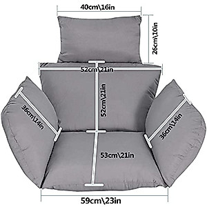 Egg Chair Cushion Only, Outdoor Hanging Swing Chair Seat Cushion Replacement, Thicken Waterproof Washable Hammock Chair Cushion Cover with Headrest and Armrests Beige