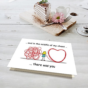 Supoeguk Appreciation Card for Girlfriend Wife, Friendship Card for Women Friend, There Was You in The Middle Of My Chaos