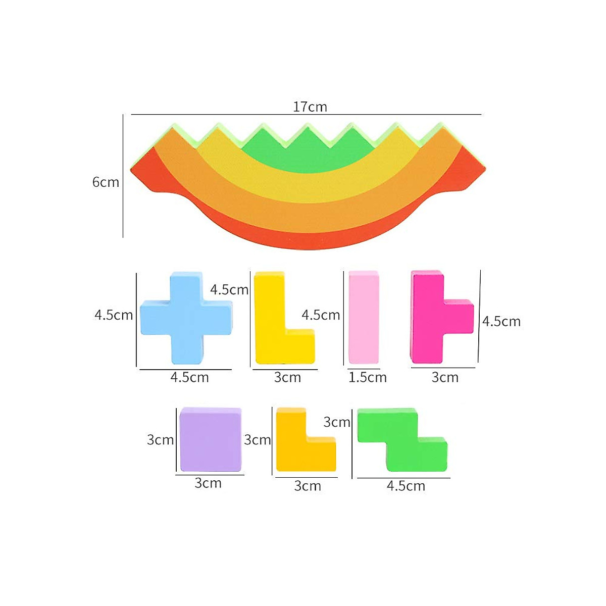 BESTING Wooden Rainbow Stacking Blocks Parent-Child Children's Educational Toys Swing Boat Interlock Decompression Preschool Balancing Games (TJ016)