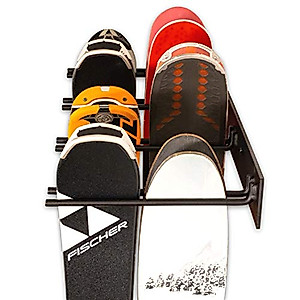 StoreYourBoard Ski Wall Storage Rack, Holds 8 Pairs, Steel Home and Garage Skis Mount