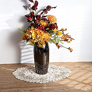 Eiyye 2-Pieces Handmade Cotton Crochet Doilies Oval Lace Table Placemats 12 x17inch, Beige