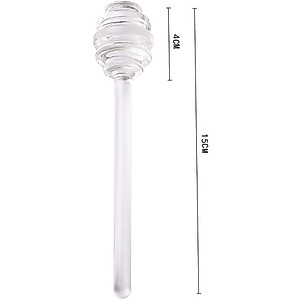 2Pcs Transparent 6" Glass Honey Dipper Sticks Stirring Sticks Server Honey Spoon Dipper Stirrer Honey Wand for Honey Pot Jar Containers Honey Dispense Drizzle, Clear Asparagus Servers Flatware，Servers