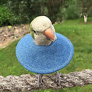 Bird Collar Anti Bite Elizabethan Recovery Cone, Bird Neck Protector for Feather Plucking, Skin-Friendly Bird Neckwear Full Body Shield for Parakeet Conure Cockatiel (Denim Blue, M)