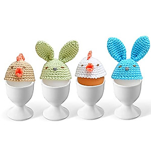 Cinf Ceramic Egg Cup Christmas Gift Set of 4 Porcelain Holder Breakfast Boiled Cooking Easy to Clean Childhood Memories Kitchen