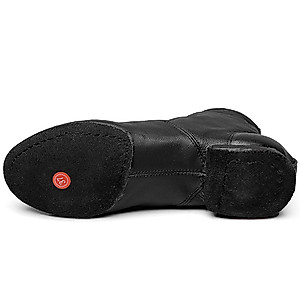 MSMAX Jazz Shoes for Women Black Leather Renaissance Boots for Men 7 M US Women