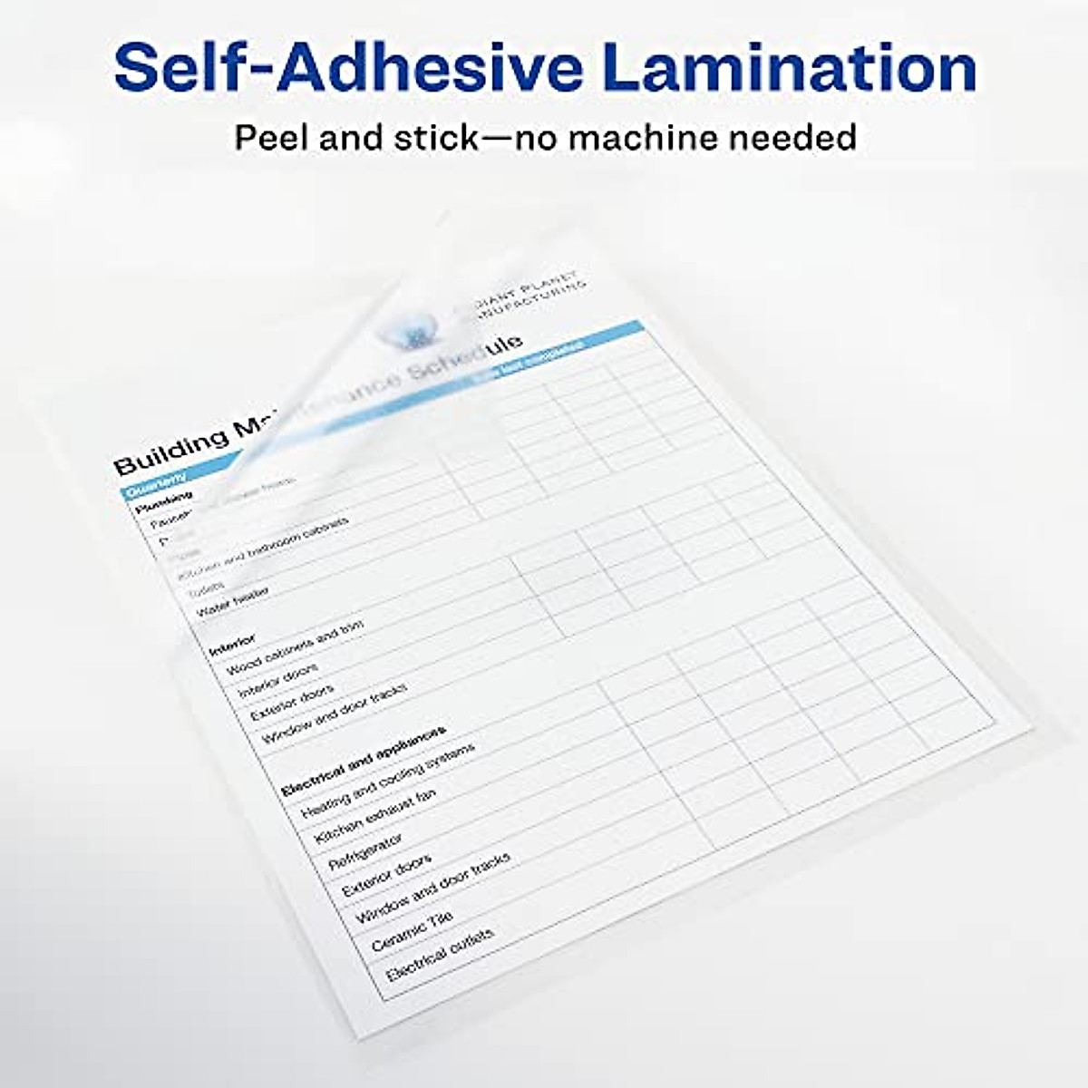 Avery Self-Adhesive Laminating Sheets, 9" x 12", Box of 50,-Case Pack of 10 (73601)