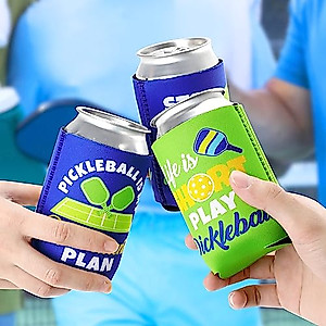 CiyvoLyeen Funny Pickleball Can Coolers Party Favors Novelty Decorations Sports Lovers Players Summer Birthday Christmas Retirement Blue Green Gifts Idea Mom Dad Coach 12oz Beer Soda Bottle 6PCS