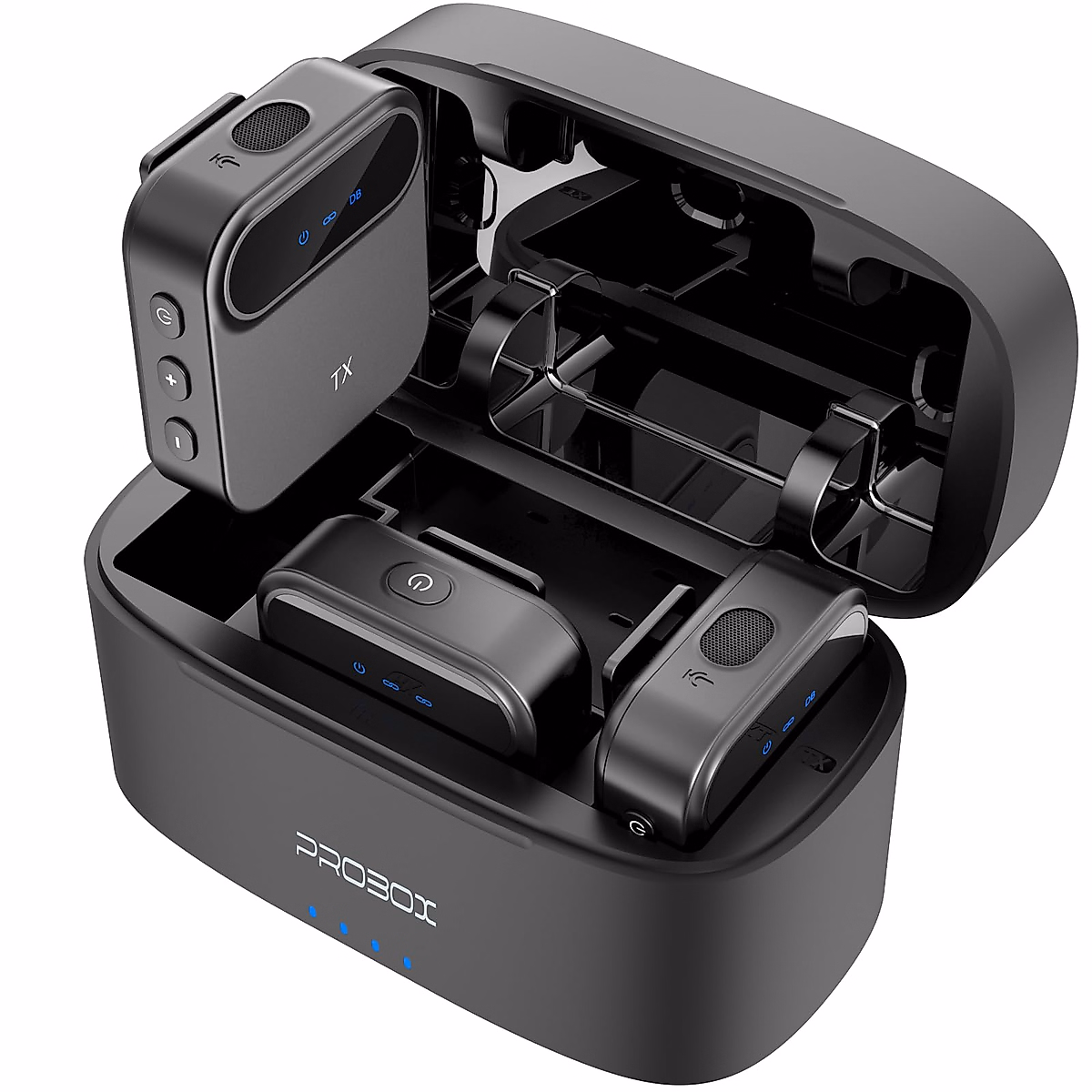 Probox BT08 Wireless Lavalier Microphone with Noise Cancellation, 650ft Transmission Range, 20H Battery Life, Compact All-in-One Lapel Microphone System for DSLR Camera/iPhone/Android/PC/Streaming