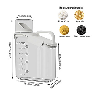 WINIAER Airtight Rice Storage Container with Measuring Cup, 3 to 5 lbs Cereal Dry Food Containers Dispenser, Pet Dog Cat Food Container Box, BPA Free Clear Plastic Containers