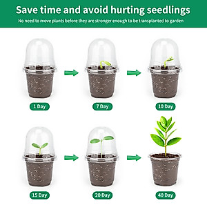 KINGLAKE 32 Pcs 4" Clear Plastic Plants Nursery Pots with Humidity Dome Seedlings Flower Plant Container Seed Starting Pots with 10 Pcs Plant Labels