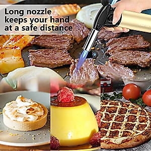 REIDEA Kitchen Torch, Butane Refillable with Automatic Safety Lock, Large Capacity, Adjustable Flame, Torch Lighter for Creme Brulee, BBQ and Baking, T2(Butane Gas Not Included)