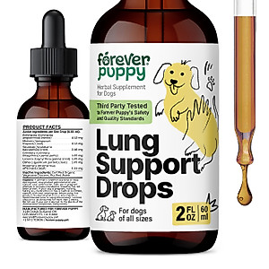Lung Support Drops for Dogs - Respiratory Support Supplement for Dogs w/Mullein Leaf - Herbal Dog Respiratory Health Drops - Dog Vitamins for Lungs w/Mullein Extract & Echinacea - 2 oz