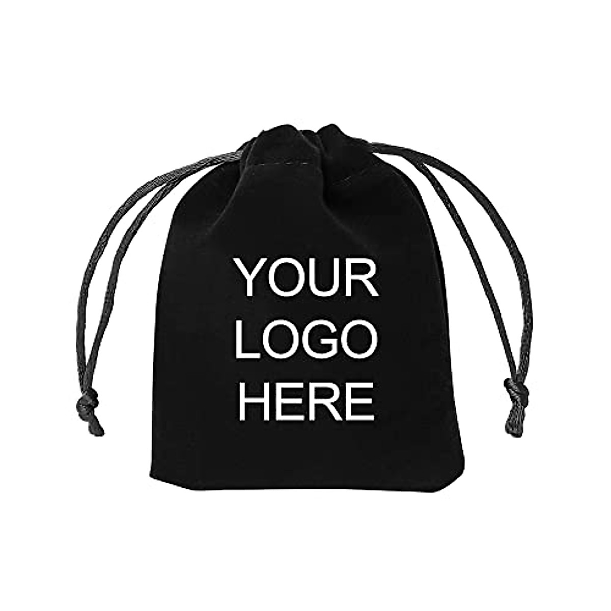 TOPTIE Custom 50 PCS Velvet Gift Wrap Bags with Drawstrings, 4"x6" Logo Print Jewelry Pouches for Wedding Favors