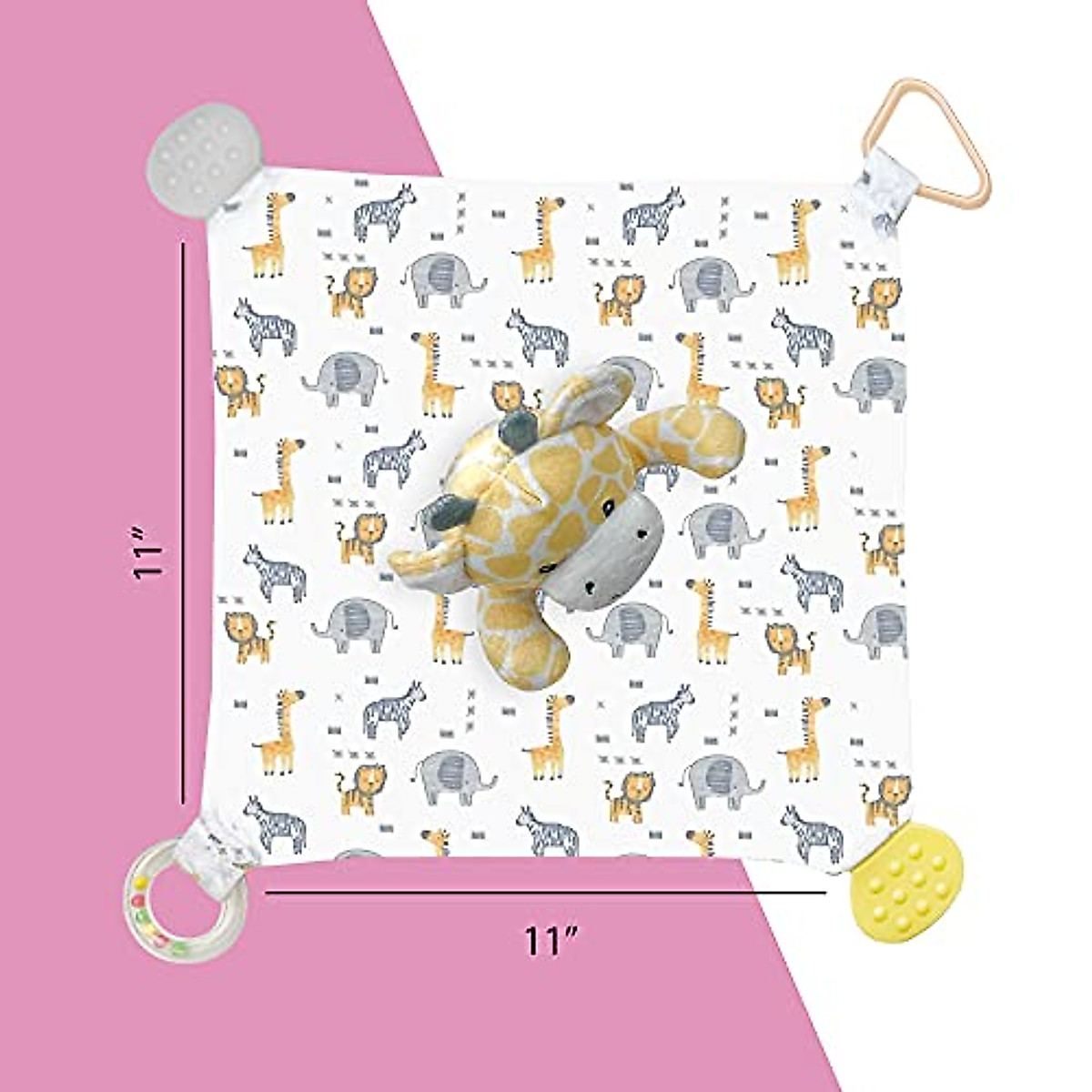MODERN BABY Security Blanket Loveys for Babies Giraffe Stuffed Taggy Blanket Teether Toy Super Soft