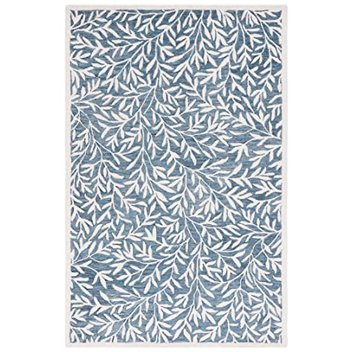 SAFAVIEH Jardin Collection Accent Rug - 3' x 5', Blue & Ivory, Handmade Wool, Ideal for High Traffic Areas in Entryway, Living Room, Bedroom (JAR753M)