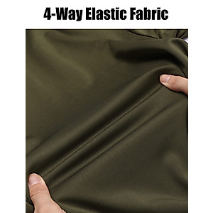 COOFANDY Mens Shirt Dress Button Up Wrinkle Free Casual Slim Fit, Army Green, Medium, Short Sleeve