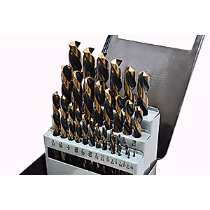 29PC Left Hand Industrial Black & Gold Drill Bit Set 135 degree split Point
