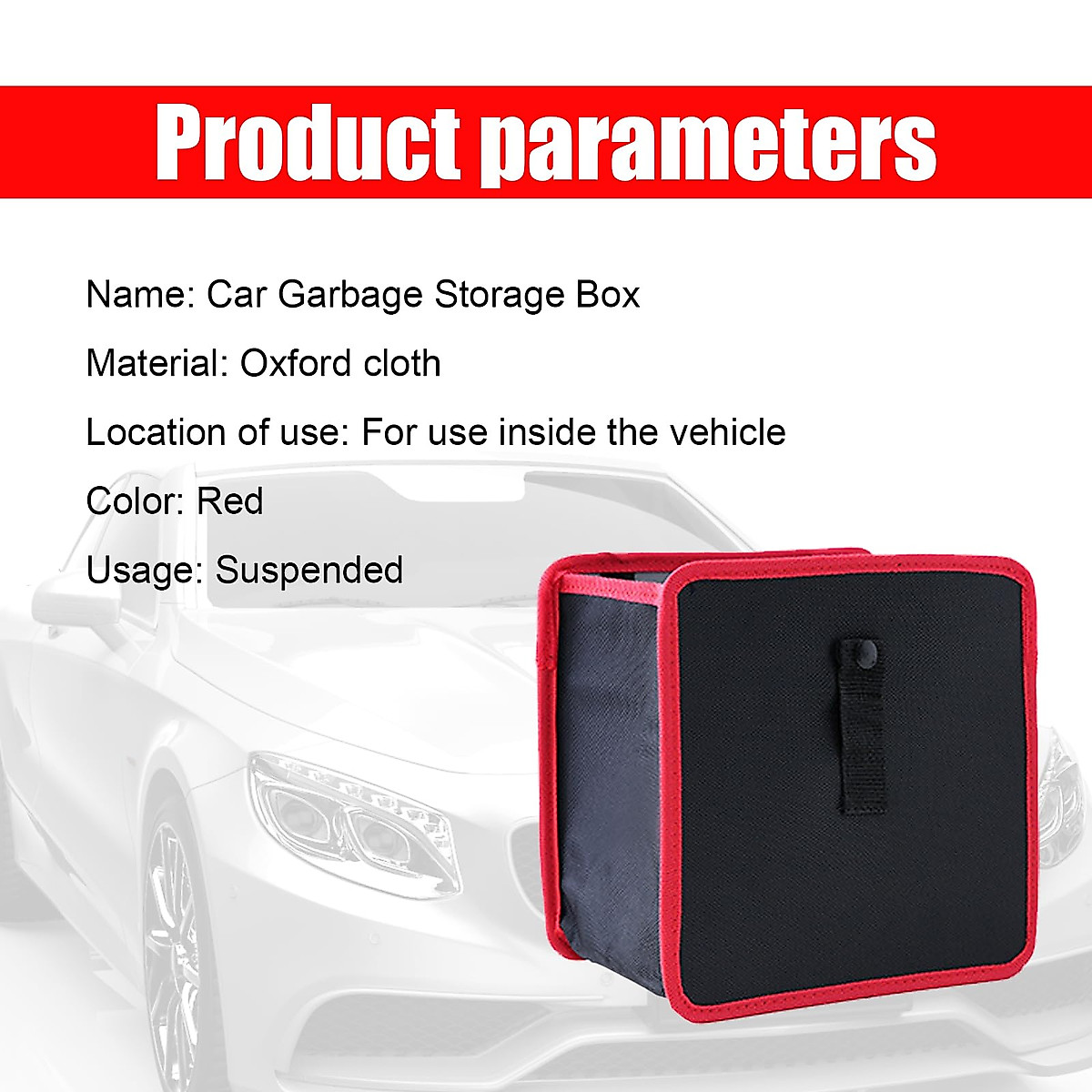 Sodcay 1 PC In-vehicle Hanging Garbage Cans, Car Multi-functional Folding Trash Can, Small Car Trash Can, Car Organizer Storage Bag (Red)