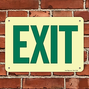 SmartSign "Exit" Sign | 7" x 10" Glow-in-The-Dark Aluminum