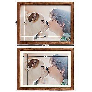 FLECHAZO 8x10 Wooden Picture Frame with Mat for 6x8 or 8 by 10 Photo,Natural Walunt Photo Frames Designed for tabletop display