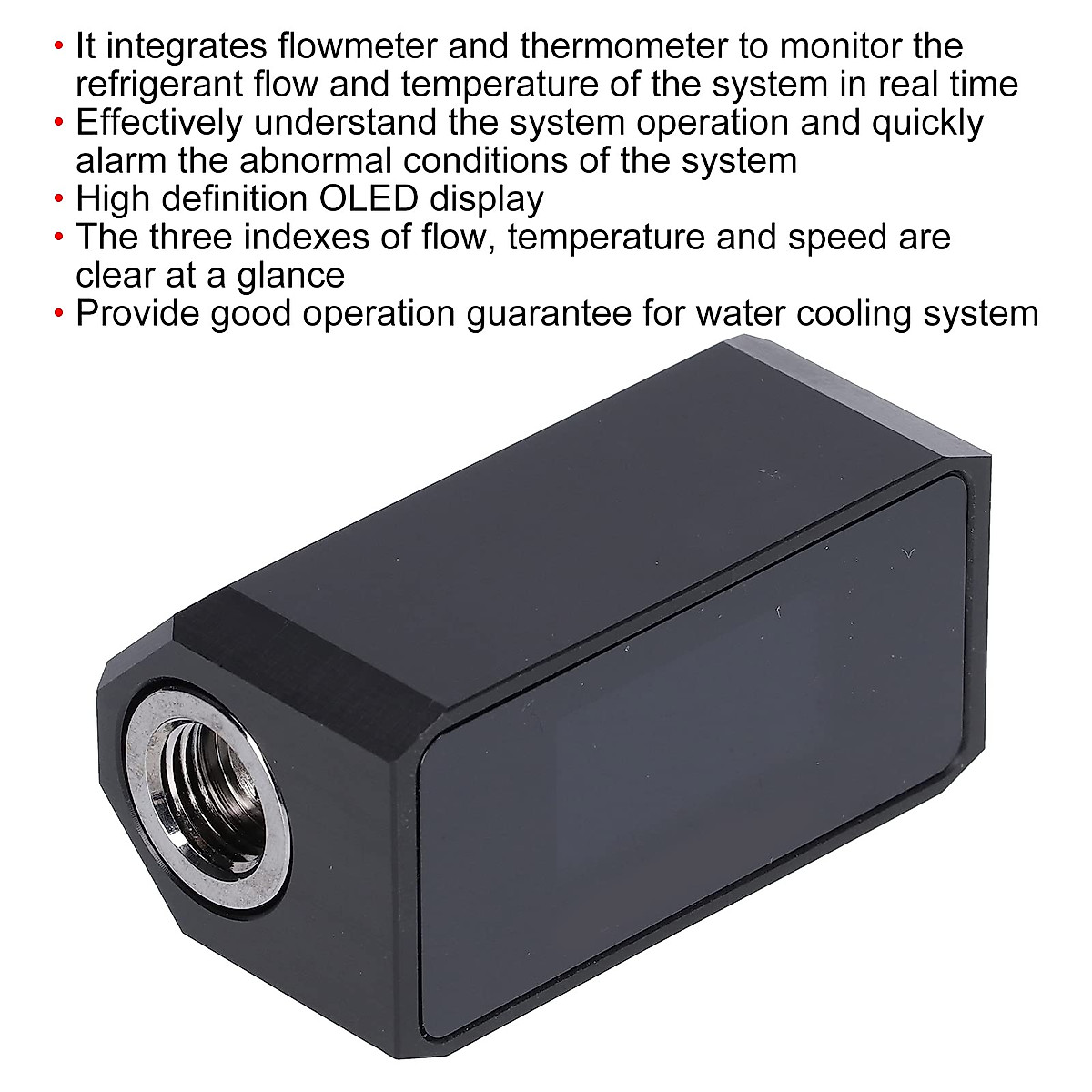Water Cooling System Alarm PC Temperature Display Digital OLED Display Flowmeter Thermometer Flow Meter 3 in 1 PC Temperature Display