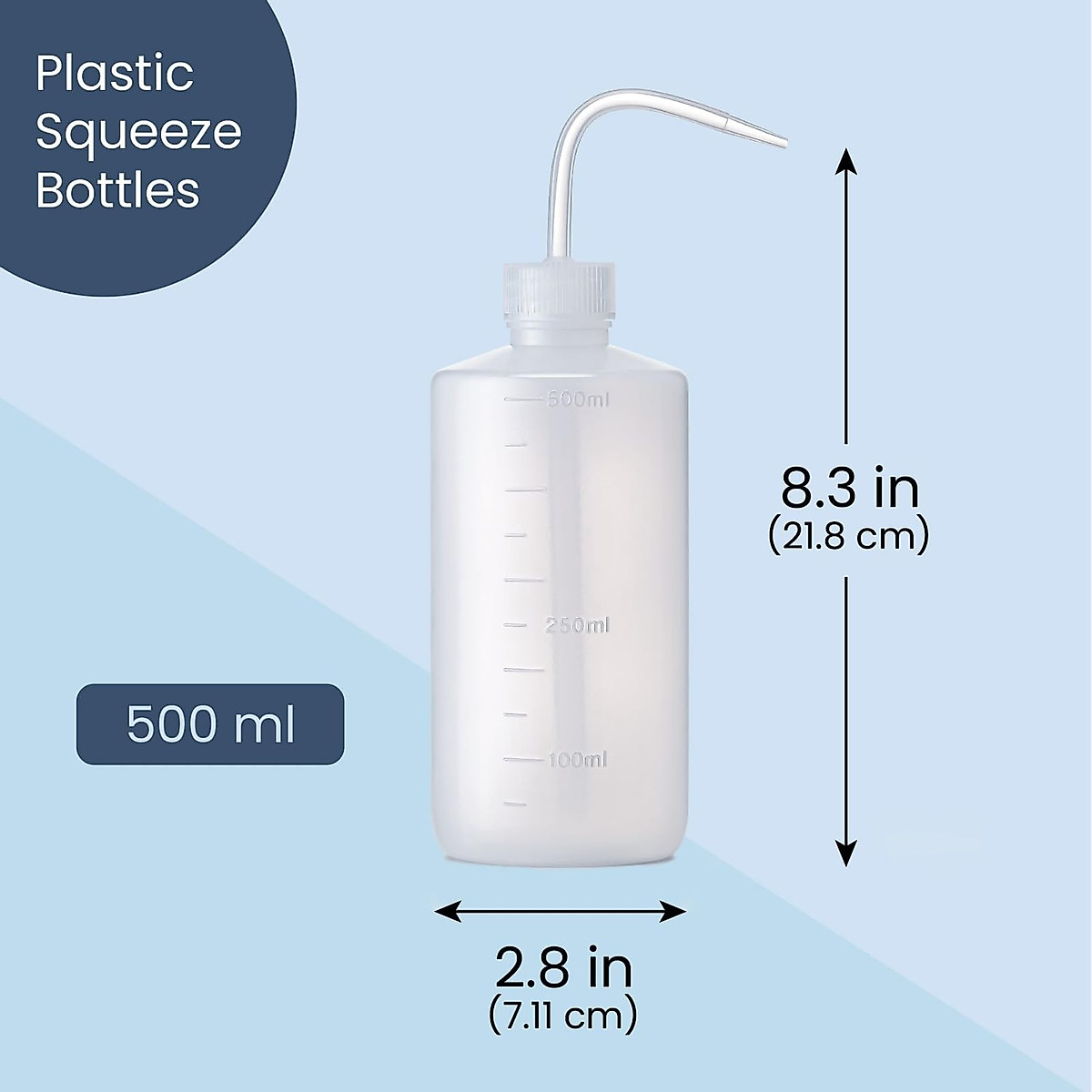 Bright Creations Clear Plastic Squeeze Bottles with Angle Bent Tip - 16 oz Squirt Bottles for Liquids, 3 Pack