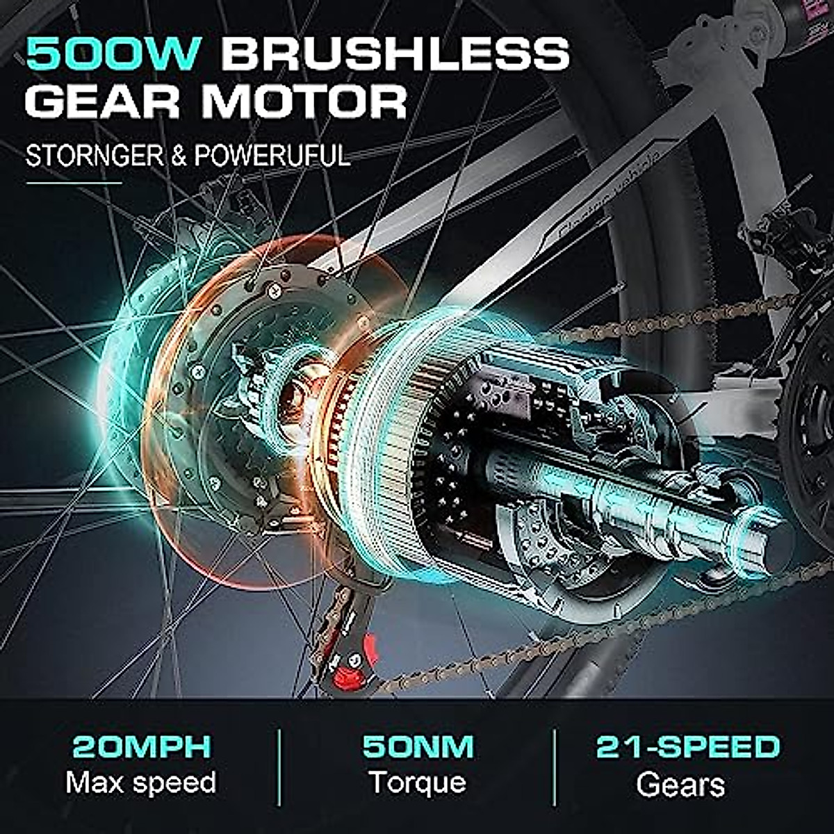 Vivi Electric Bike for Adults 26" Ebike, 500W Folding Electric Bike, 20MPH Adult Electric Bicycles with Removable 48V Battery, Up to 50Miles Range, Cruise Control, Dual Shock Absorber, UL 2849