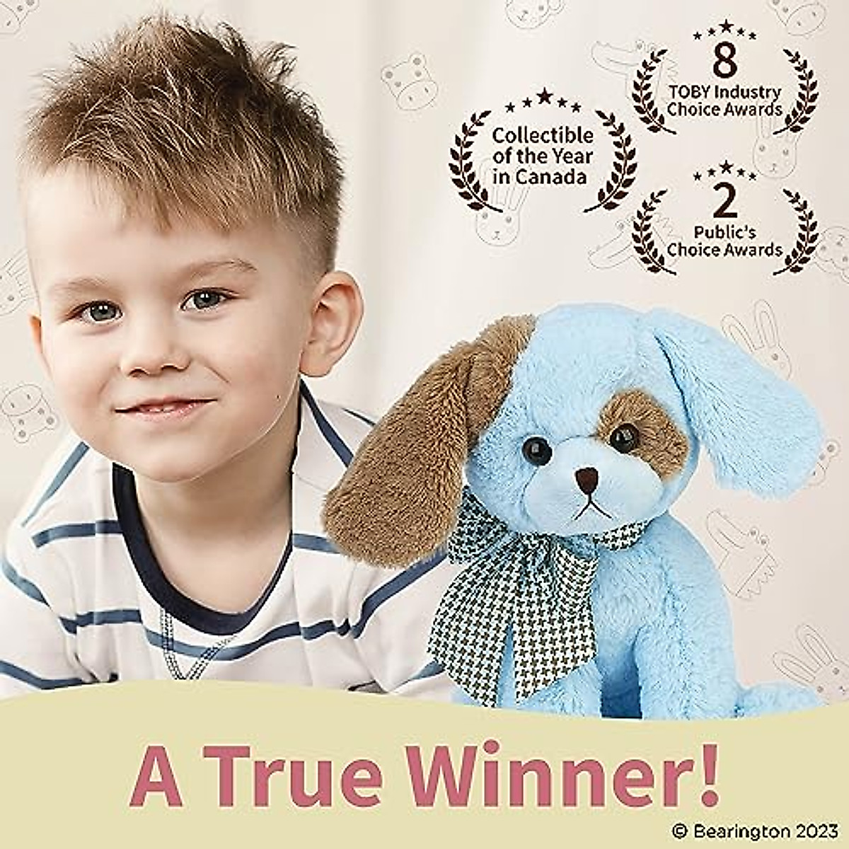 Bearington Baby Waggles Lullaby, Animated Musical Puppy Dog (Blue) 13"