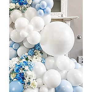 Blue Balloons Arch Garland Kit, 129Pcs Blue White Silver Confetti Balloons For Birthday Baby Shower Engagement Wedding Anniversary Party Decorations
