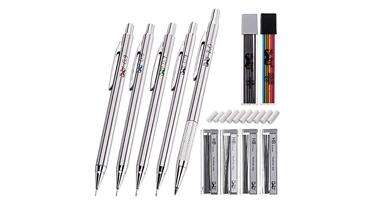 Mr. Pen Metal Mechanical Pencil Set with 5 Sizes & Refills