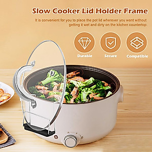 EMVANV Slow Cooker Lid Holder for Cooking, 2pcs Stainless Steel Pot Lid Rack with Silicone Sink Keeps Countertop No Mess, Lid Pocket Slow Cooker Lid Holder(black)