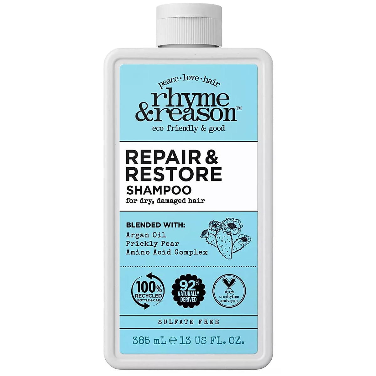 RR Hair Rhyme & Reason Repair and Restore Shampoo Conditioner SET. 13 Fl. Oz. For Dry Damaged Hair. Hydrate Repair. Formulated with Argan Oil, Prickly Pear Amino Acid Complex. Vegan Cruelty Free.