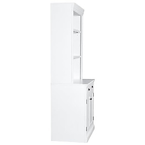 Merax 83.4" Tall Storage Bookshelf Bookcase 2-Piece Set with LED Lighting,2 Doors and 1 Drawer and Open Shelves for Home Office,White