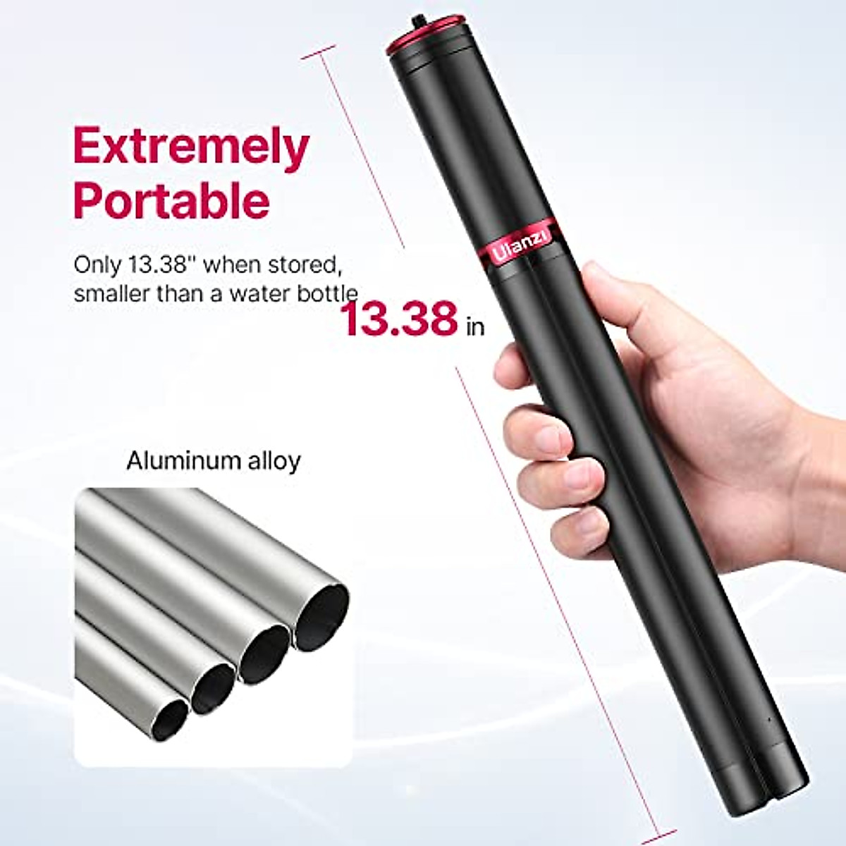 MT-54 Portable Adjustable 5ft Light Stand Tripod, Height 2ft to 5ft, Metal Stand for Small Photography Lights, Webcams, Cameras, 360º Rotating Mount, Aluminum Lightweight, with a Free Phone Mount