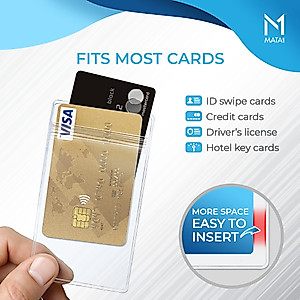 Mata1-USA Extra-Thick Vertical ID Name Badge Holder (Clear, 2.25x3.5 Inch, 250 Pack), Plastic Nametag Card Holders with Zipper