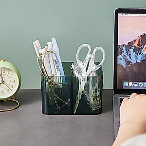 OIWTLIFE Cotton Swab Holder Cotton Pad Holder with 3 Compartments Green Bathroom Vanity Storage Organizer