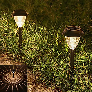 8 Pack Solar Path Lights, Solar Lights Outdoor Waterproof RGB Color Changing & Warm White Garden Pathway Lights, Landscape Lights Solar Powered for Yard Patio Walkway Driveway