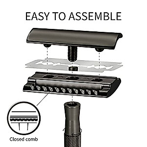 Bambaw Double Edge Safety Razor, Single Blade Razor for Men with Razor Stand, Men's Safety Shaving Razors – Black