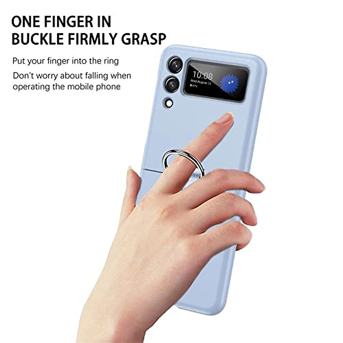 for Samsung Galaxy Z Flip 3 5G Case Finger Ring Matte Phone Cover for Galaxy Z Flip 4 3 Cases,Light Green,for Z Flip 4