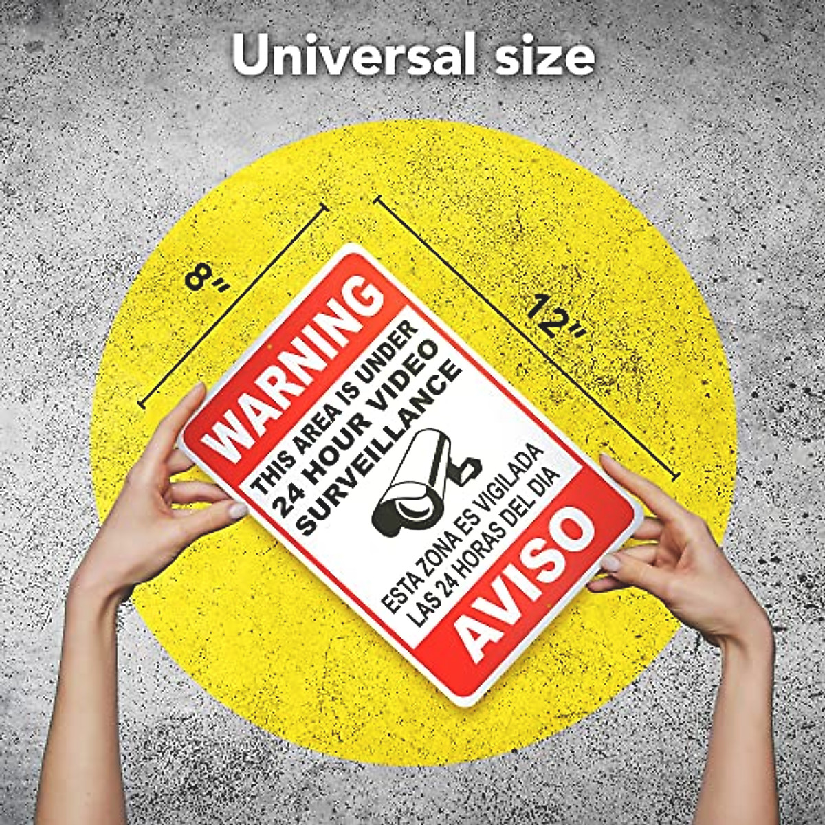 Video Surveillance Sign - 8 x 12 Aluminum 24 Hour Surveillance Sign Security Camera Sign No Trespassing Sign Smile Your on Camera Signs