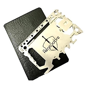 AegisSabre 50 in 1 Credit Card Sized Multitool Fits Wallet and bottle opener Minimalist Everyday Carry Tool Amazing gift for him Husband Dad Men Valentine Gift Idea for him | Silver Edition