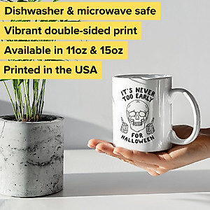 LookHUMAN Halloween Mug Skull Coffee Mug - It's Never Too Early For Halloween Mugs Halloween Coffee Mugs - Fun And Festive Halloween Coffee Mug Ceramic Skull Mug Great Gift Idea, 11 Ounce