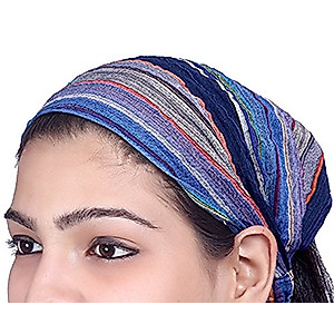 SARJANA HANDICRAFTS Lot 10 Pieces Womens Mens Cotton Headband Striped Hairband Bandana Wrap Band (Multicolored (Assorted))