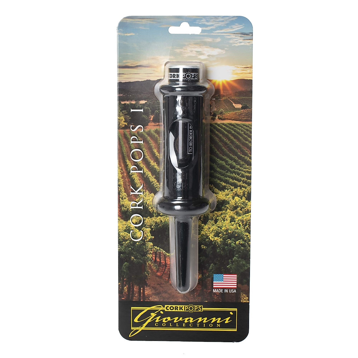 Cork Pops Black Giovanni 6.5 Inch Original Wine Bottle Opener