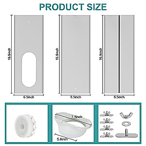Portable Air Conditioner Window Vent Kit with Coupler, Adjustable Vertical or Horizontal Window Sliding Seal Plates for AC Unit, Suitable for 5.9 inches Exhaust Hose
