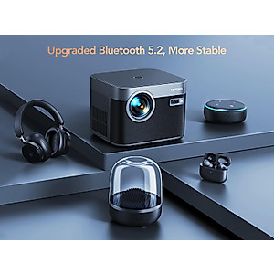 [Auto Focus/Keystone] TOPTRO X7 Android TV Projector with WiFi and Bluetooth, Smart Projector 4K Supported, 600 ANSI, Dust-proof, 50% Zoom, Outdoor Projector with Netflix/YouTube Built-in, 8000+ Apps