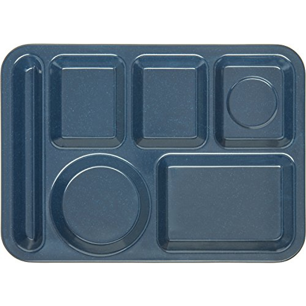 Carlisle FoodService Products Left-Hand Heavyweight 6-Compartment Melamine Tray 10" x 14" - Café Blue