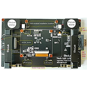 ElecLab 7 Inch 800x480 DSI Touchscreen Monitor Capacitive LCD Display RS232/RS485 Speaker Bracket for RPI 4B 3B+ 3B 3A+ 2B B+
