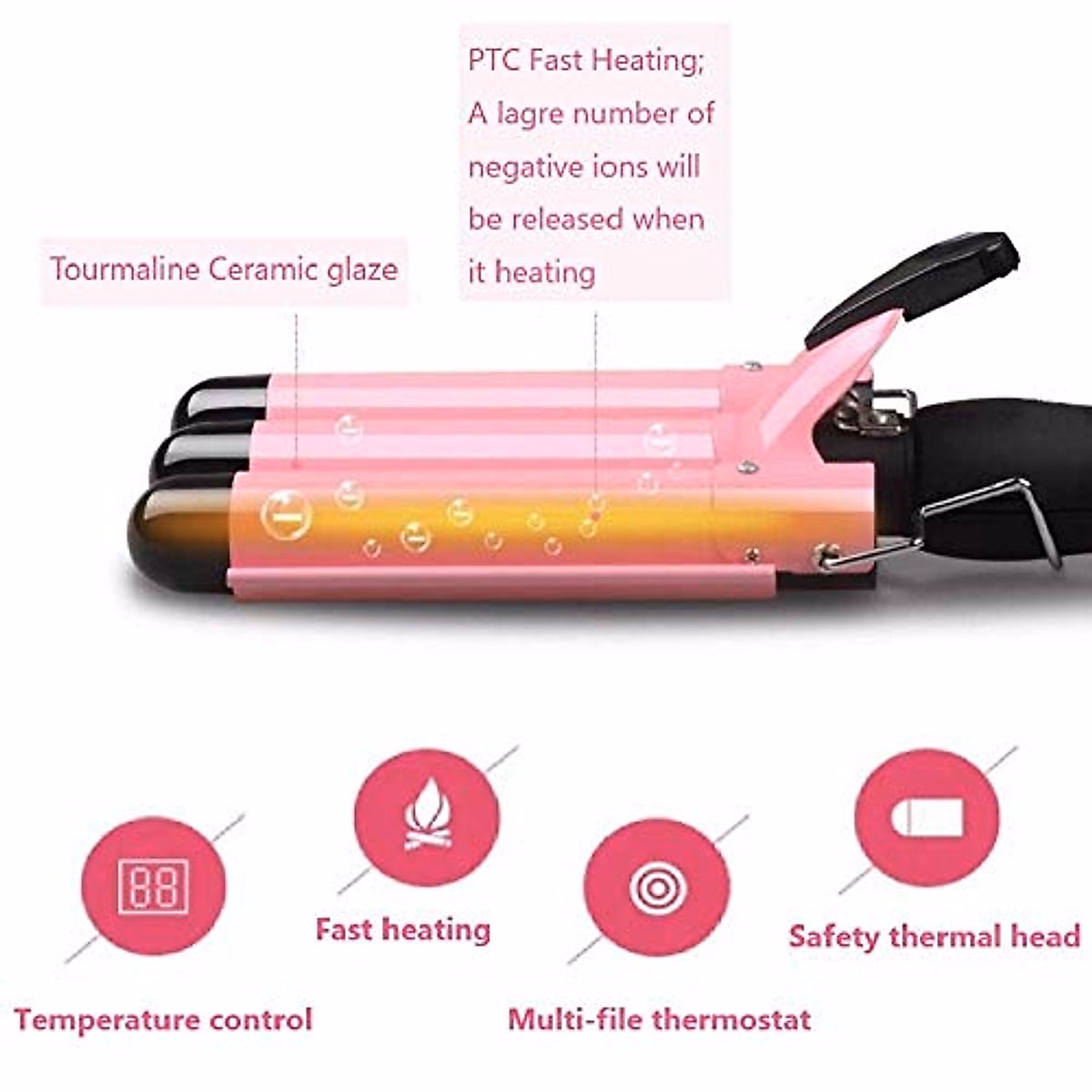 Hair Curling Iron 1 inch 3 Barrel Hair Crimper Ceramic Two Gear Temperature Control Hair Waving Styling Tools